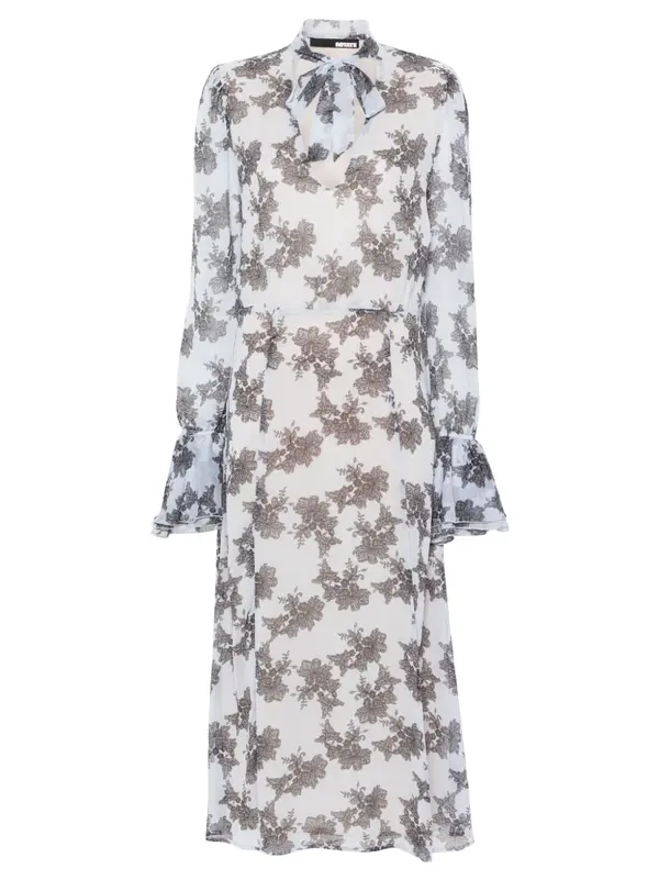 Remain Birger Christensen Floral-print Plissé Maxi Dress - Blue