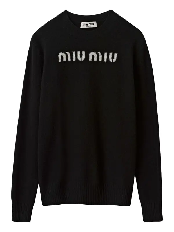 Miu Miu Logo-jacquard Cashmere Jumper - Black