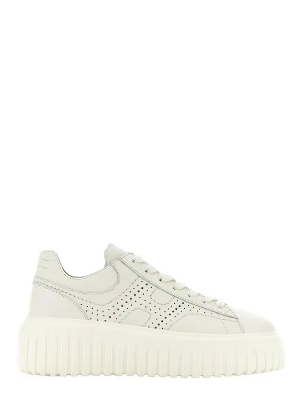 Hogan H-stripes Logo-perforated Leather Sneakers - White