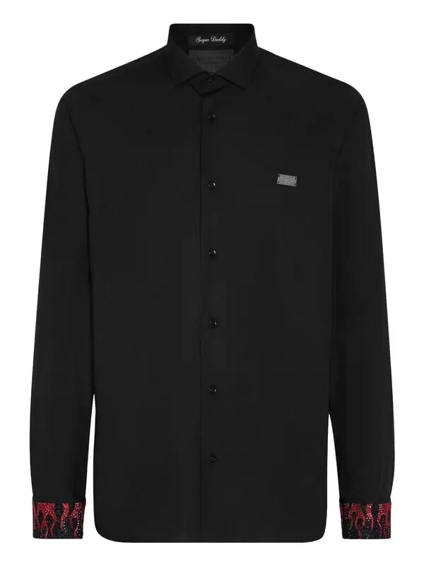 Philipp Plein Sugar Daddy Flame-trim Shirt - Black
