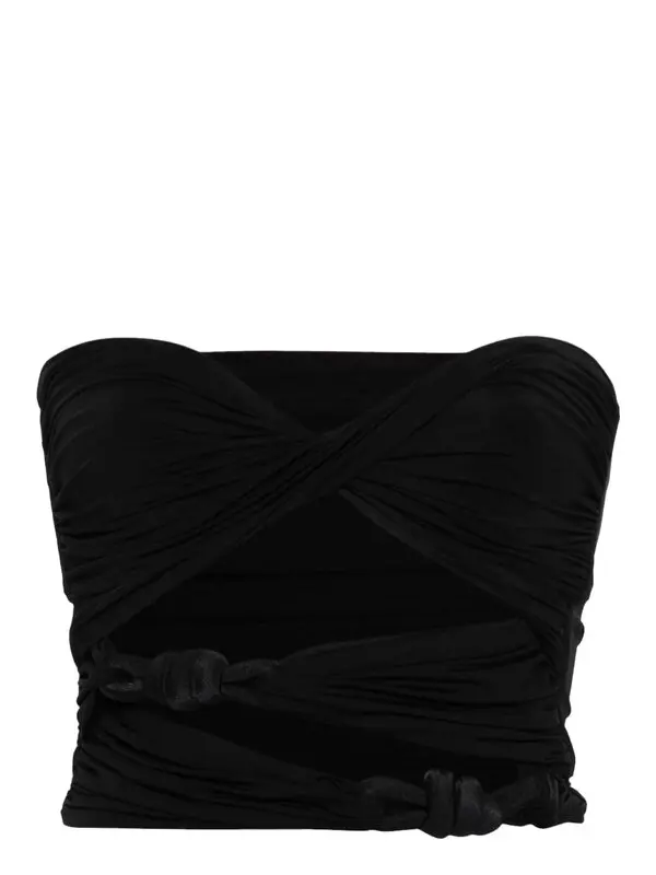 MAYGEL CORONEL Strapless Gathered Twist Detail Cropped Top - Black