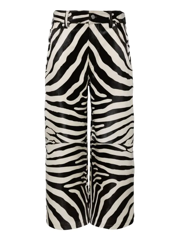 Alexander Wang Zebra-print Cropped Trousers - Black