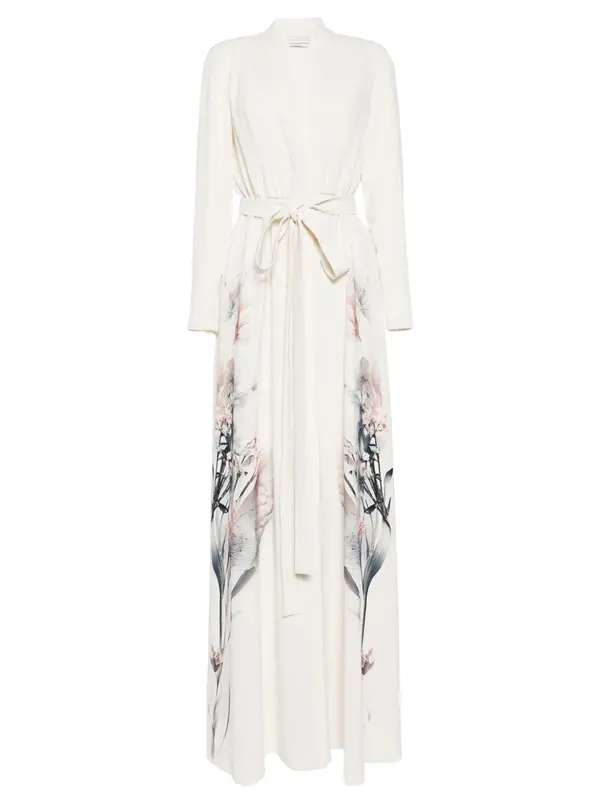SAIID KOBEISY Floral-print Kaftan Dress - White