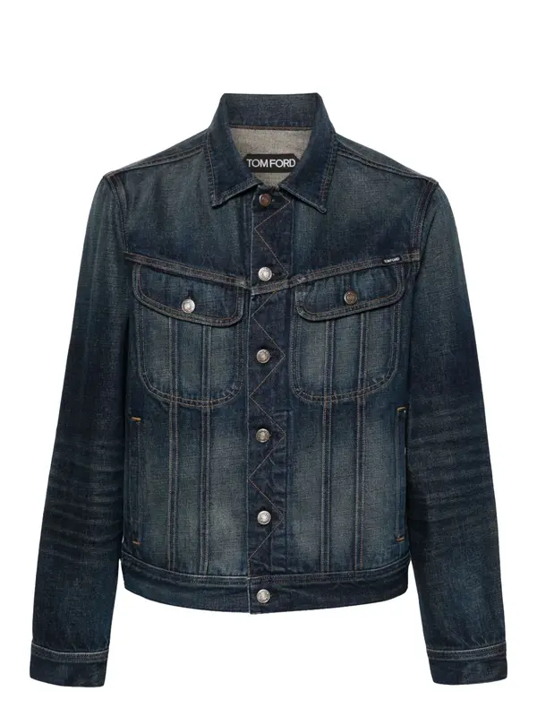 TOM FORD Contrast-stitching Denim Trucker Jacket - Blue