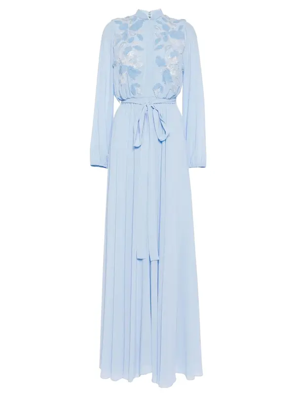 SAIID KOBEISY Floral-embroidered Kaftan - Blue