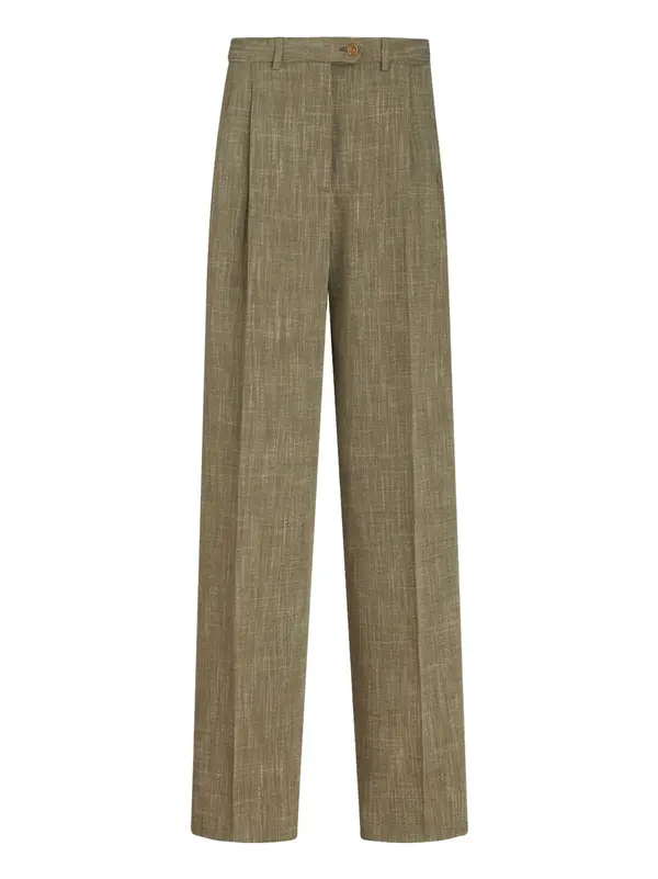 Etro Slub-effect Tailored Trousers - Green