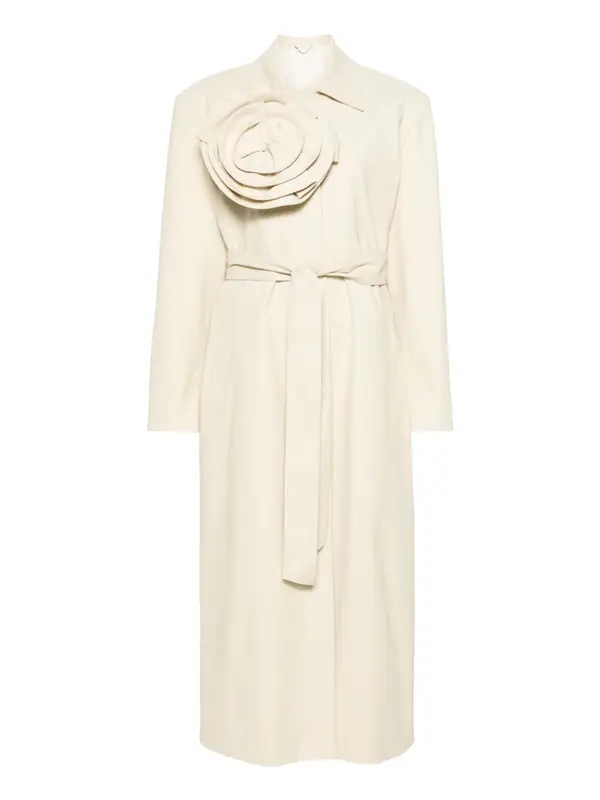 Magda Butrym Floral-appliqué Belted Trench Coat - Neutrals