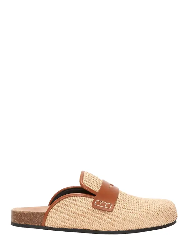 JW Anderson Penny-slot Raffia Mules - Neutrals
