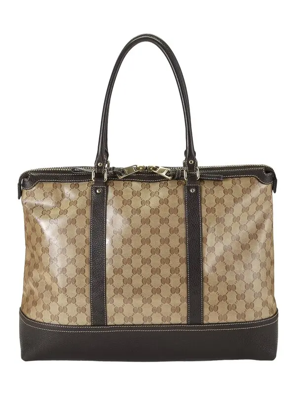 Gucci Original Gg Crystal Canvas Tote - Brown