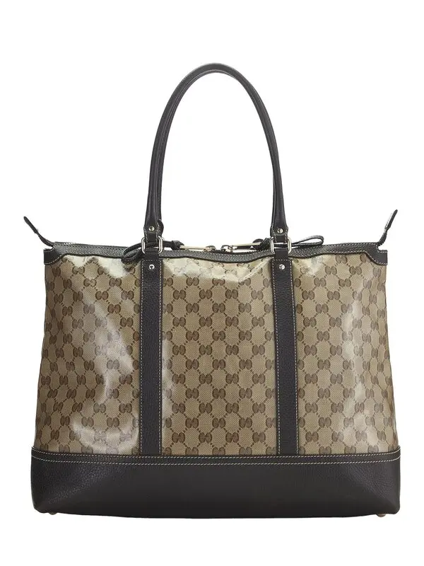 Gucci Original Gg Crystal Canvas Tote - Brown