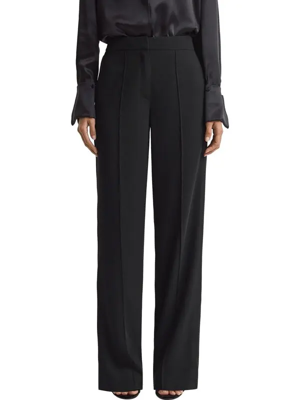 REISS Aleah Wide Leg Trousers - Black
