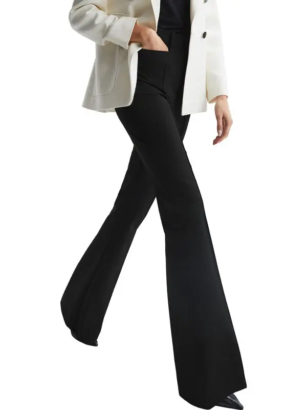 REISS Dylan Flared High-rise Trousers - Black