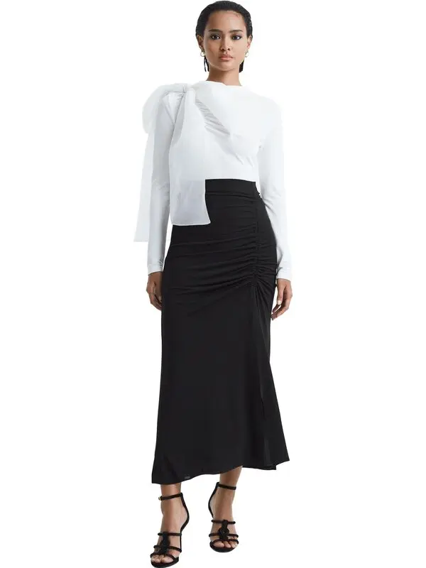 REISS Eleanor High-rise Fitted Midi Skirt - Black