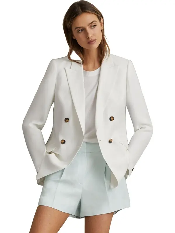 REISS Lori Viscose-linen Blend Suit Shorts - Blue
