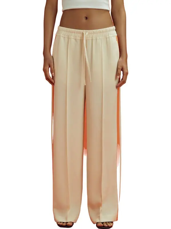 REISS X Mclaren F1 Team Side Stripe Drawstring Trousers - Off White/papaya