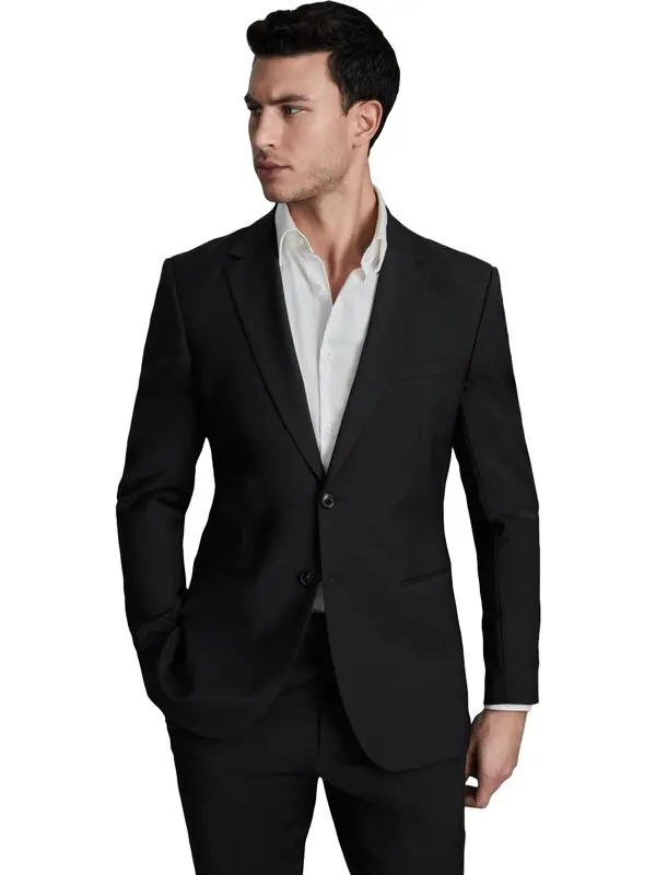 REISS Hope Slim-fit Wool-blend Single-breasted Suit Blazer - Black