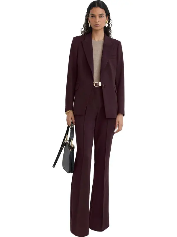 REISS Gabi Petite Flared Suit Trousers - Berry