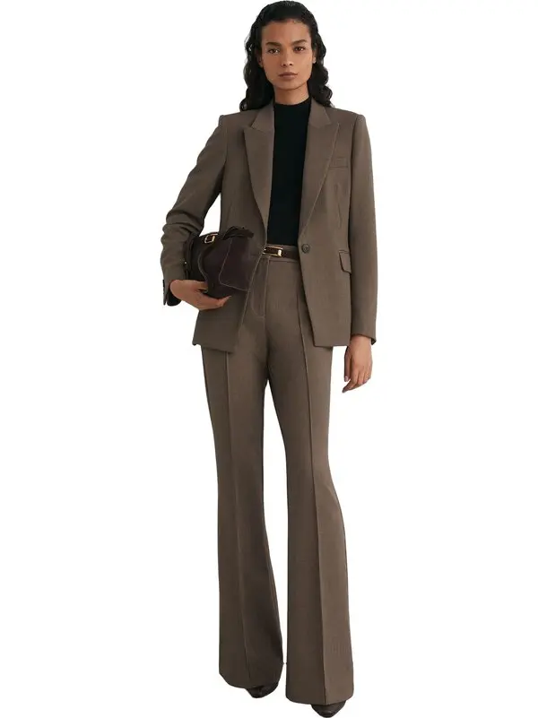 REISS Gabi Flared Suit Trousers - Black/neutral