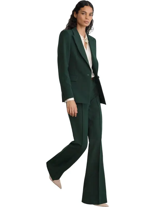 REISS Gabi Petite Flared Suit Trousers - Green