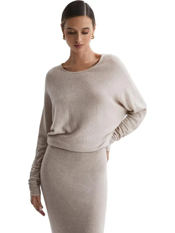 REISS Leila Petite Wool Blend Midi Dress - Neutral