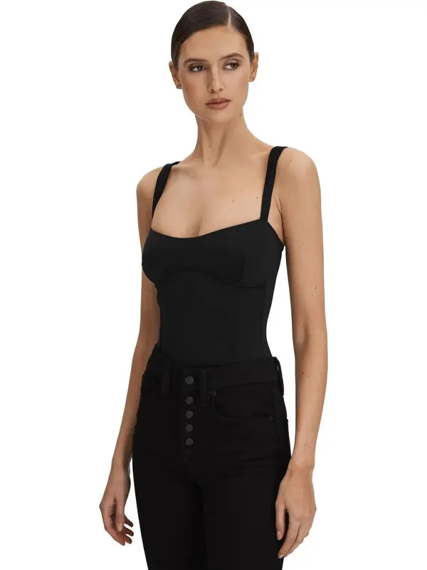 Good American Sweetheart Scuba Thong Bodysuit - Black