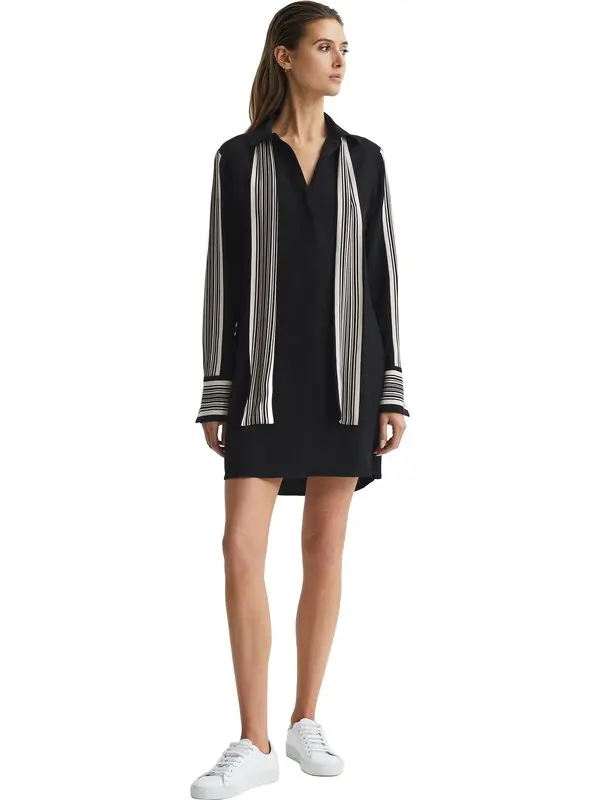 REISS Ellie Side Stripe Mini Dress - Black