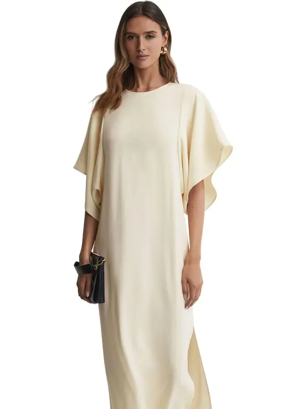 REISS Cape-sleeve Midi Dress - Yellow