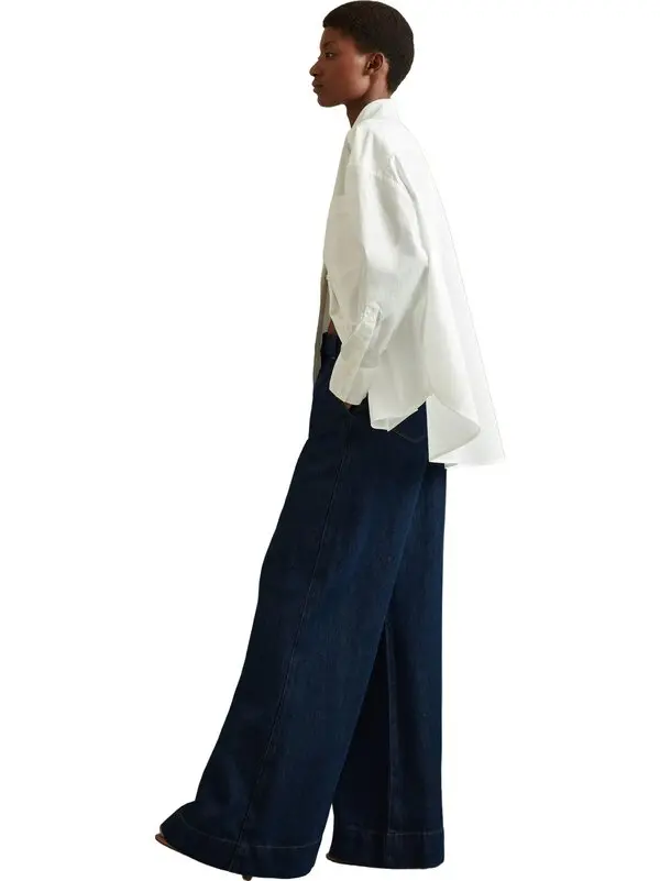 REISS Olivia Wide Leg Jeans - Dark Blue