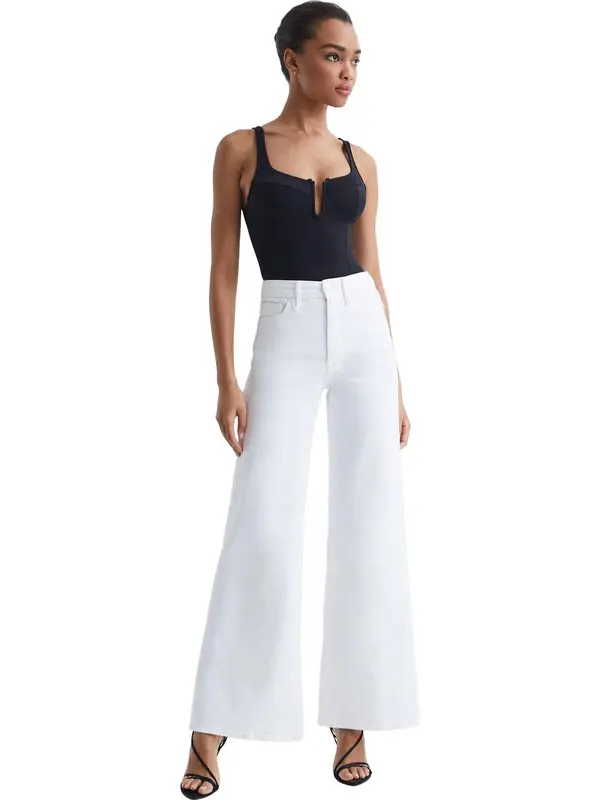 Good American Good Waist Palazzo Jeans - White