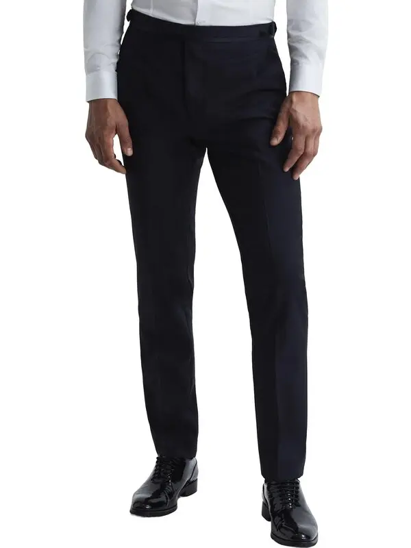 REISS Poker Standard Trim Modern Fit Tuxedo Trousers - Navy