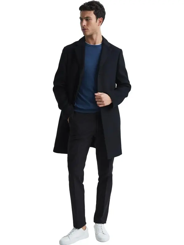 REISS Gable Single Breasted Overcoat - Black