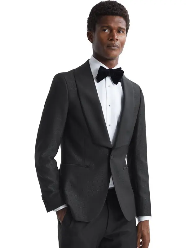 OSCAR JACOBSON Slim Fit Single Breasted Blazer - Black