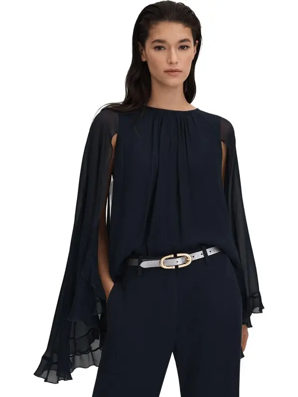 REISS Francesca Cape-style Top - Navy