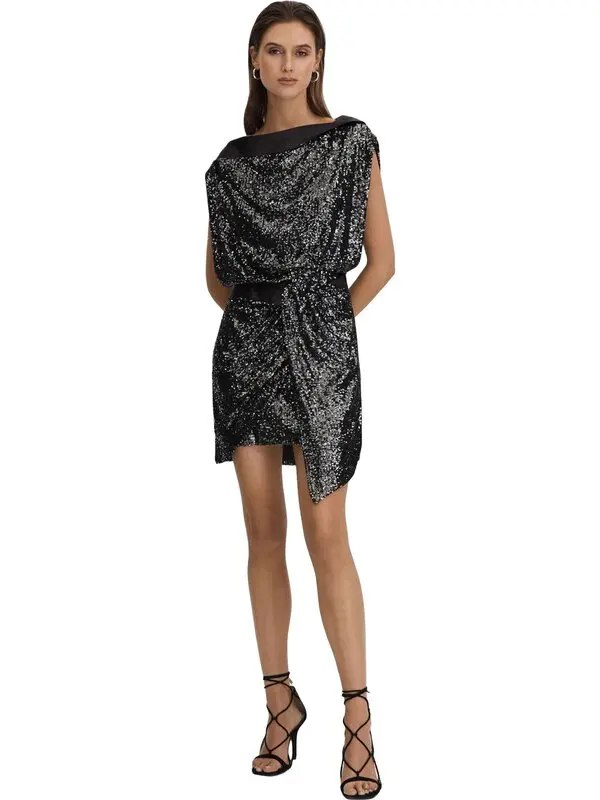 Halston Tyler Sequin Mini Dress - Ash