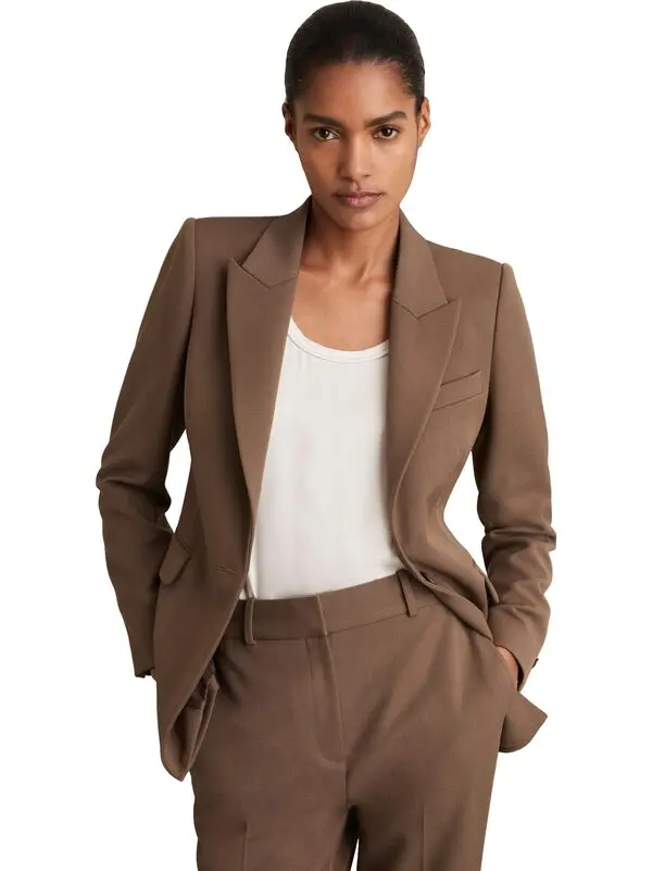 REISS Gabi Tailored Single Breasted Suit Blazer - Mink Neutral