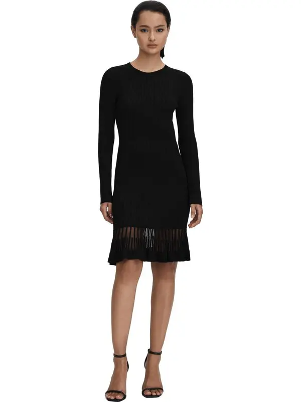 REISS Teagan Knitted Mini Dress - Black