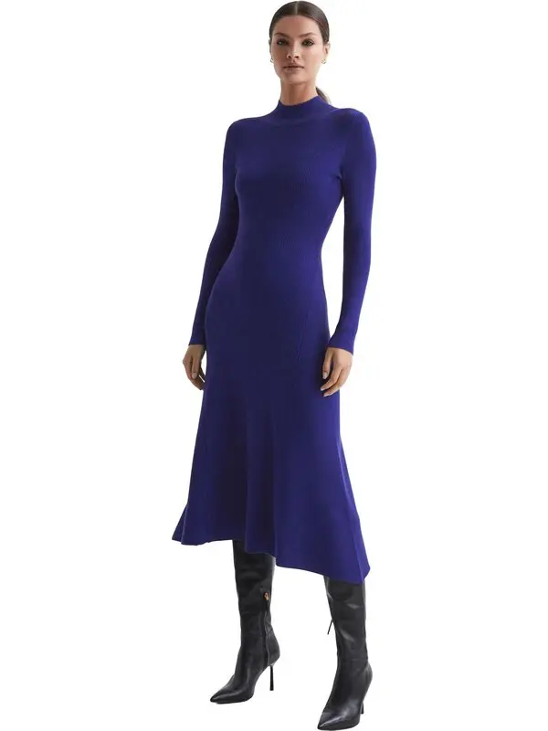 REISS Chrissy Knitted Bodycon Midi Dress - Blue