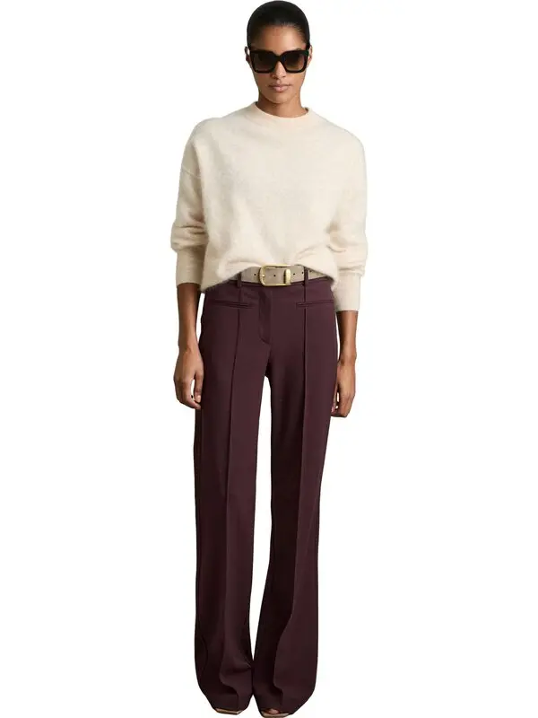 REISS Claude Petite High-rise Flared Trousers - Burgundy