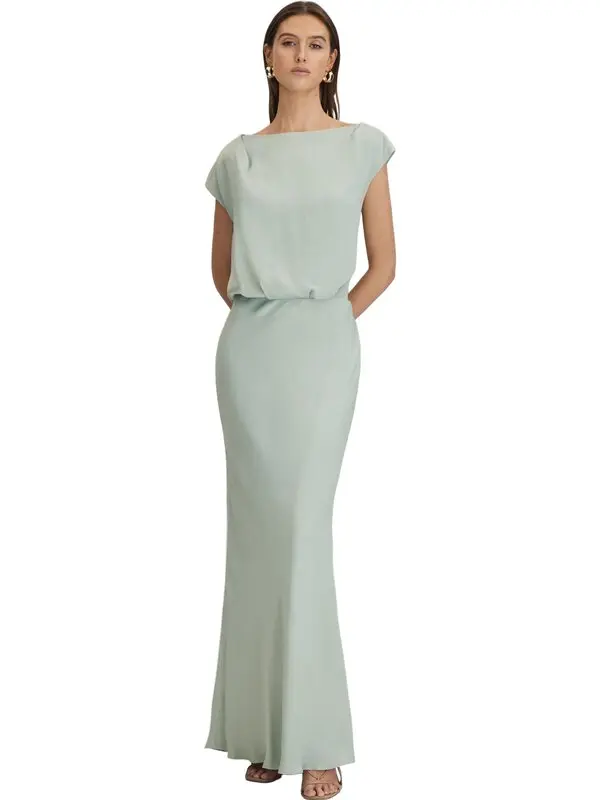 REISS Rupa Draped Maxi Dress - Sage