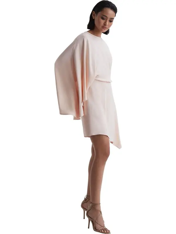 REISS Christy Cape Sleeve Mini Dress - Nude