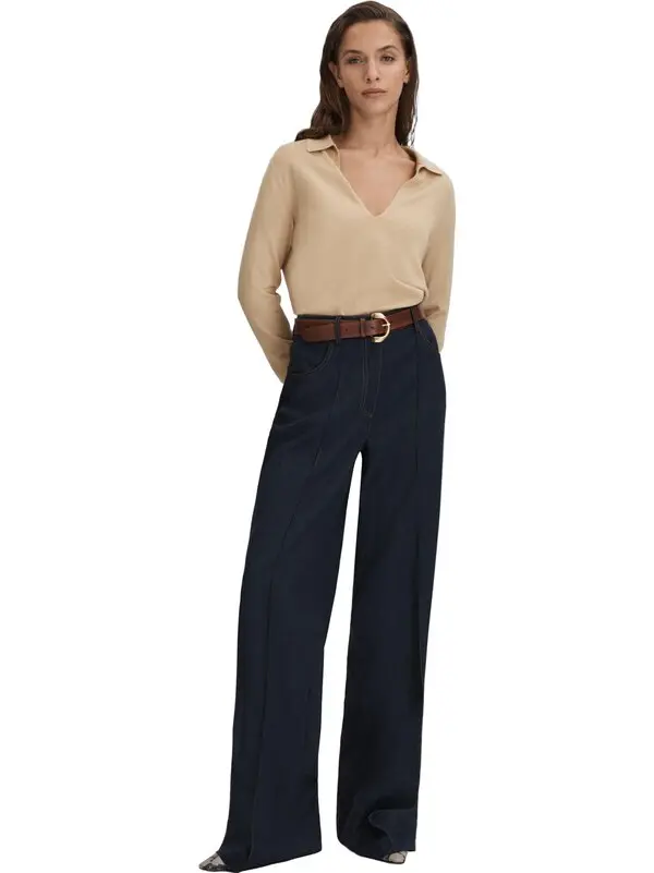 REISS Nellie Knitted Top - Stone