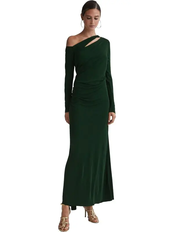 REISS Delphine Off-the-shoulder Maxi Dress - Green