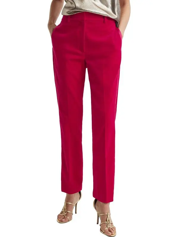 REISS Rosa Velvet Tapered Trousers - Pink