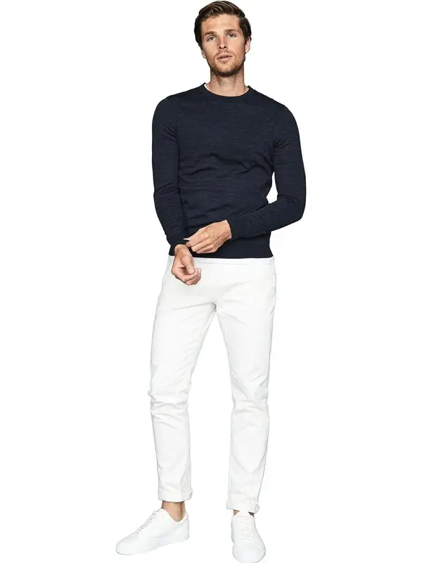 REISS Wessex Merino Wool Jumper - Indigo Mouline