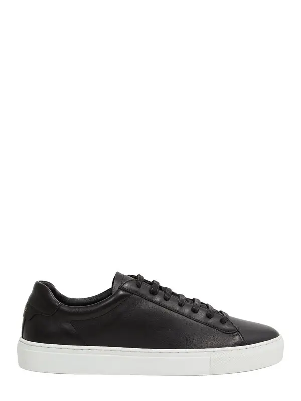 REISS Finley Leather Trainers - Black