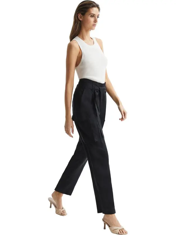 REISS Joanie High-rise Utility Trousers - Black