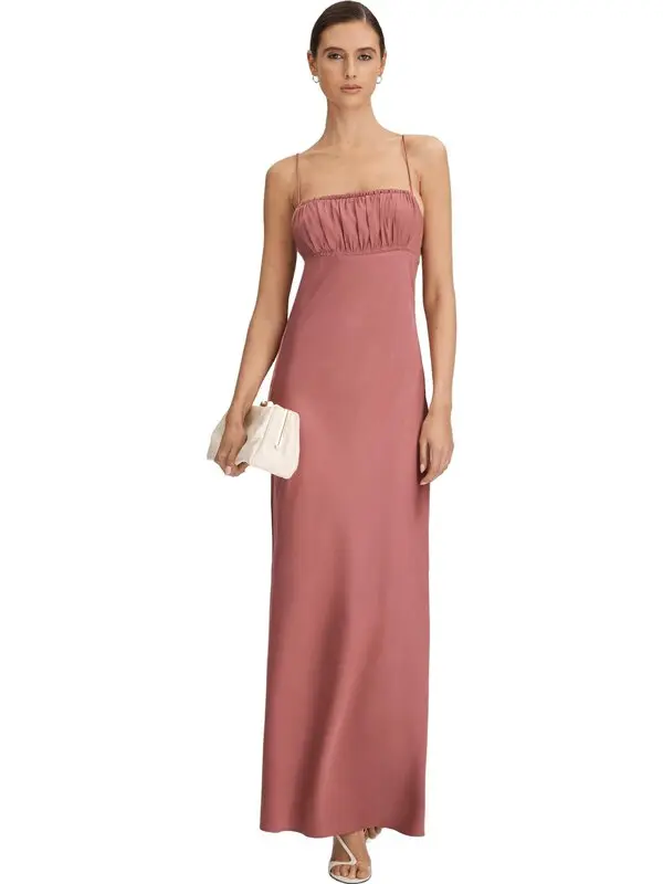 Paige Ruched Drape-back Maxi Dress - Dusk Pink