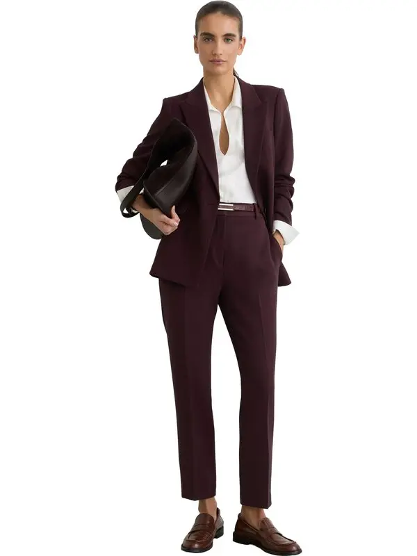 REISS Gabi Petite Slim-fit Suit Trousers - Berry