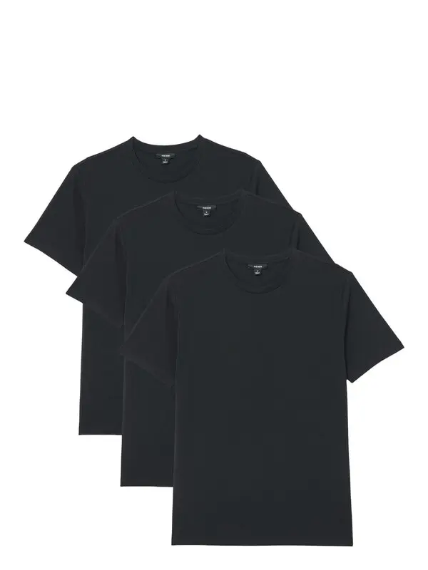 REISS 3 Bless Cotton Crew-neck Tailored-fit T-shirts 3-pack - Black