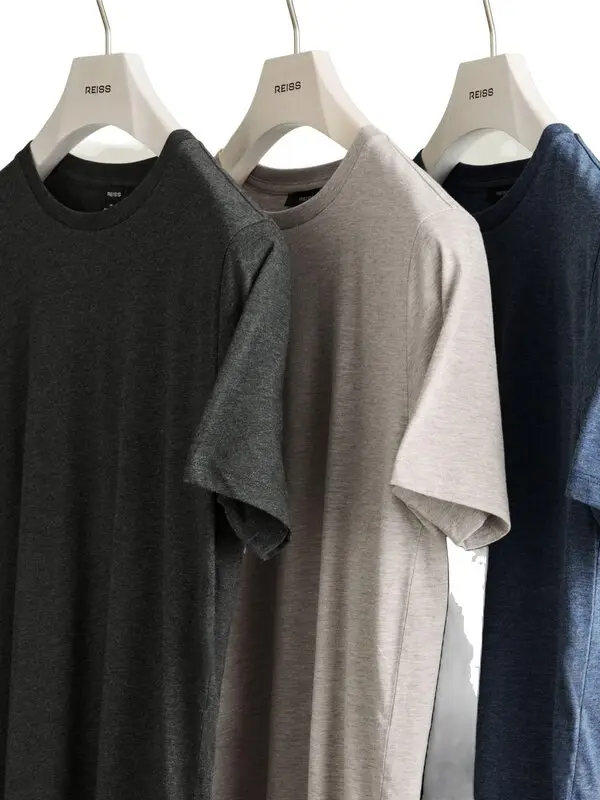 REISS 3 Bless Cotton Crew-neck Tailored-fit T-shirts 3-pack - Multi Melange
